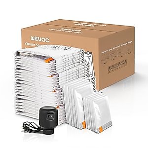 [2024 NEW] 30 Pack Vacuum Storage Bag (5 Jumbo/5 Large/5 Medium/5 Small/10 Roll) | Electric Pump | Space Saver | Rapid Vacuum | Double Zip | Clip Stopper | Clothes, Blanket Compression and Travelling