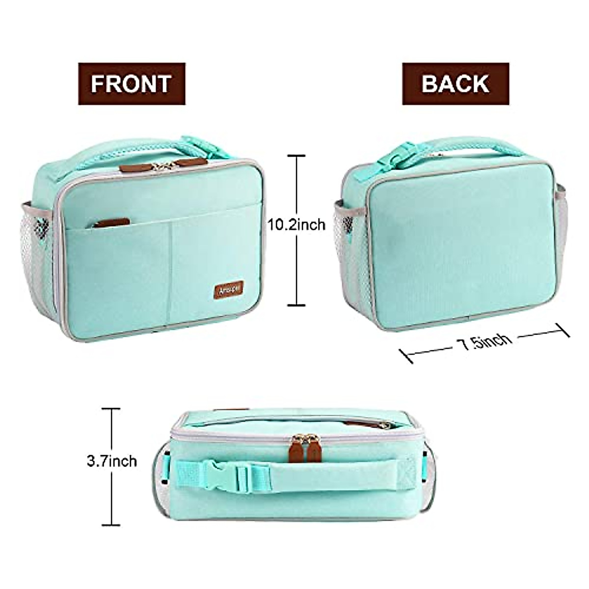 Lunch Bag with Adjustable Straps Bento Box Tote Shoulder Bag Food Grade Aluminum Foil Lining Keeps Bentos Warm and Drinks Cold,  Suitable for Office Workplace, Travel, Picnic, Beach