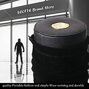 Scotte Cigar humidor case/jar,Leather Cedar Wood Cigar Canister Portable for 12-16 Cigar (Black)