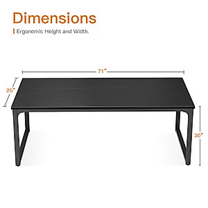 Coleshome 71 Inch Computer Desk, Modern Simple Style Desk for Home Office, Study Student Writing Desk, Black