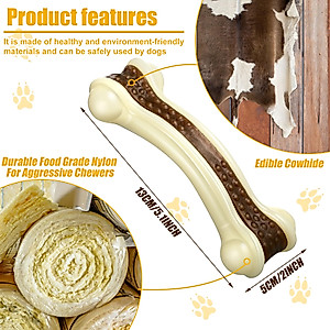 Sosation 10 Pcs Dog Chew Toys for Aggressive Chewers Nylon Beef Flavor Dog Bones Tough Puppy Teething Toys Puppy Chew Bones for Large/Medium/Small Breed Dogs Puppies (5.1 x 2 Inch)