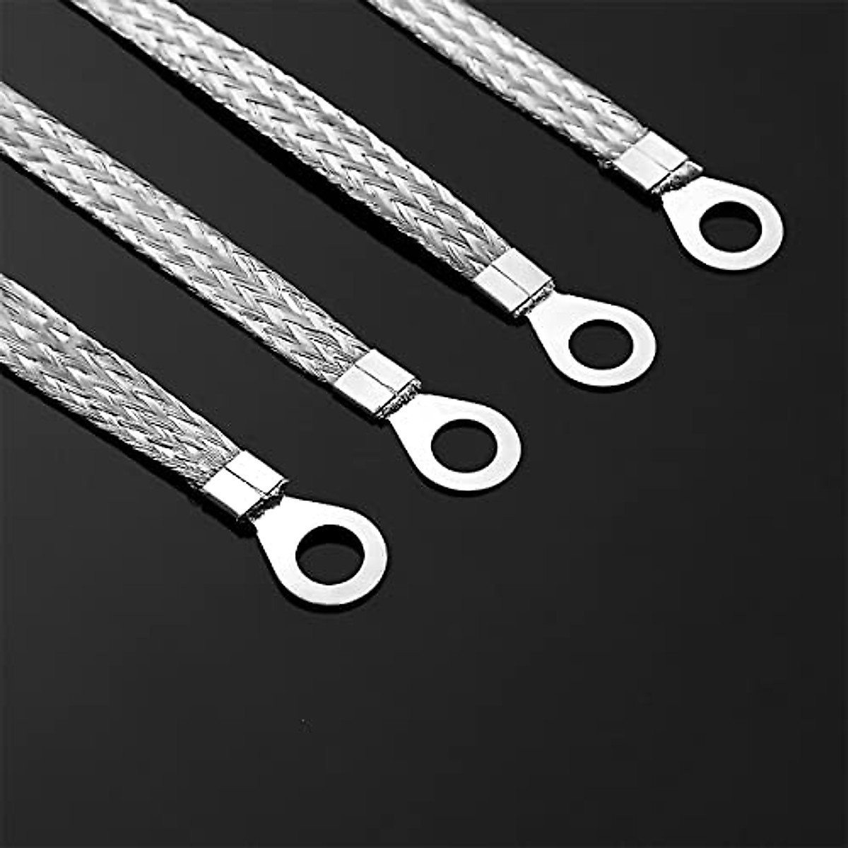 zipelo Universal Automotive Ground Strap, 6Pcs 12" Vehicle Engine Ground Cable Strap Kit, Professional Heavy Duty Braided Tinned Copper Strap for SUV Truck Most Cars (Silver2)