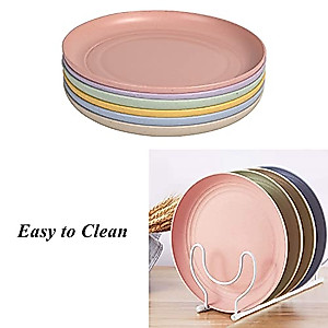 CAMBUY Wheat Straw Plates Lightweight Unbreakable Dinner Dishes Plates Set Dishwasher & Microwave Safe (Small 6 Pack 5.9')