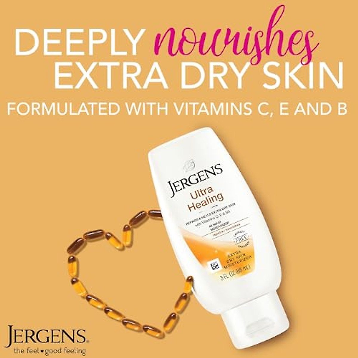 Jergens Ultra Healing Dry Skin Moisturizer, Body and Hand Lotion, for Long Lasting Skin Hydration, with HYDRALUCENCE blend, 3 Fl Oz (Pack of 3)