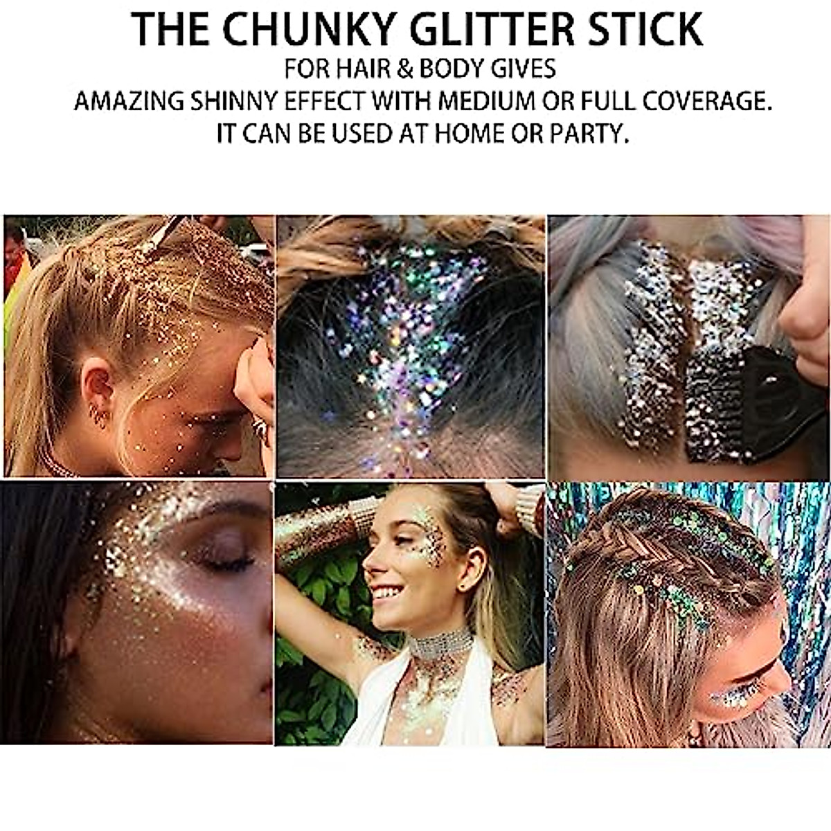 MEICOLY Pink Body Glitter Stick,Singer Concert Music Rave Festival,Rotating Mermaid Face Glitter Stick,Holographic Glitter for Face/Body/Hair/Eye,Sparkling Face Glitter Makeup Body Glitter for Women