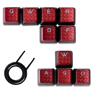 HUYUN FPS & MOBA Performance Gaming Radian Backlit Keycaps Replacement for Cherry MX Razer Corsair Logit G610 G710 Gaming Mechanical Keyboard(QWERASD12345)