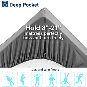 Extra Thick Queen Mattress Topper, Breathable Ultra Soft 1300 GSM Down Alternative Filled Fitted Mattress Protector 8-21" Deep Pocket, Comfort Support Back Mattress Pad Cover (60x80 in,Grey)