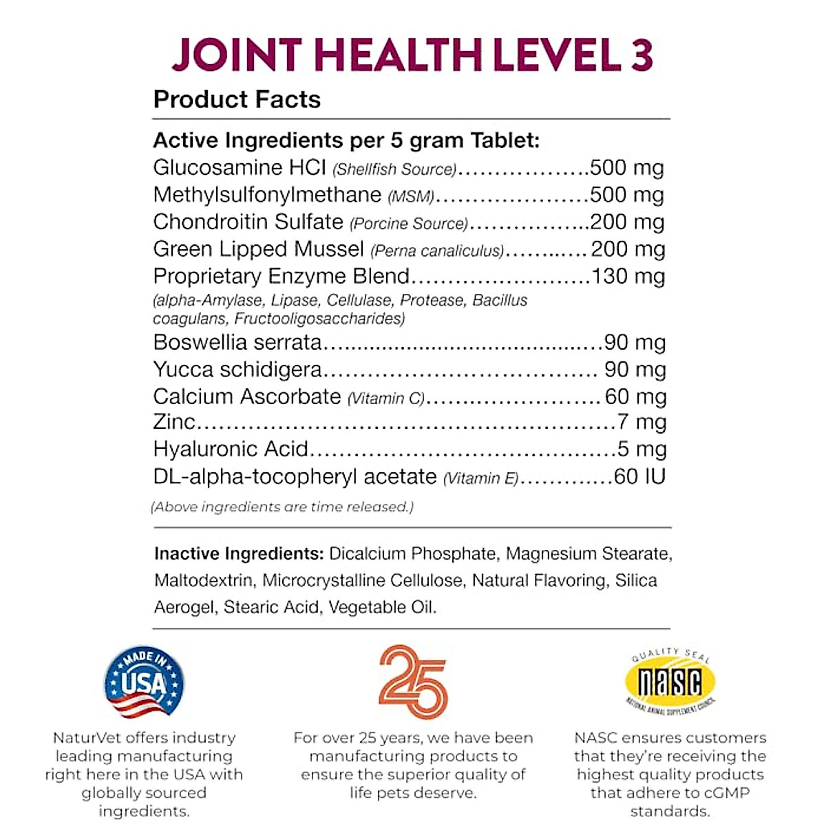 NaturVet Joint Health Time Release Level-3 Supreme Hip & Joint Dog Supplement