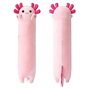 PEACH CAT Pink Long Axolotl Plush Pillow Toy Cute Axolotl Stuffed Animal for Girls and Boys 28"