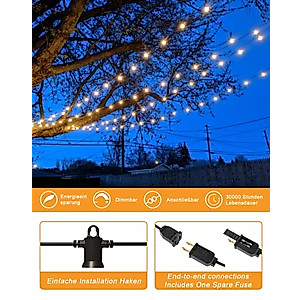 Zuske 150FT LED Outdoor String Lights, G40 Globe Patio Lights and Commercial Grade Weatherproof Strand String, Hanging String Lighting for Gazebo Bistro Backyard Garden(2x75FT)