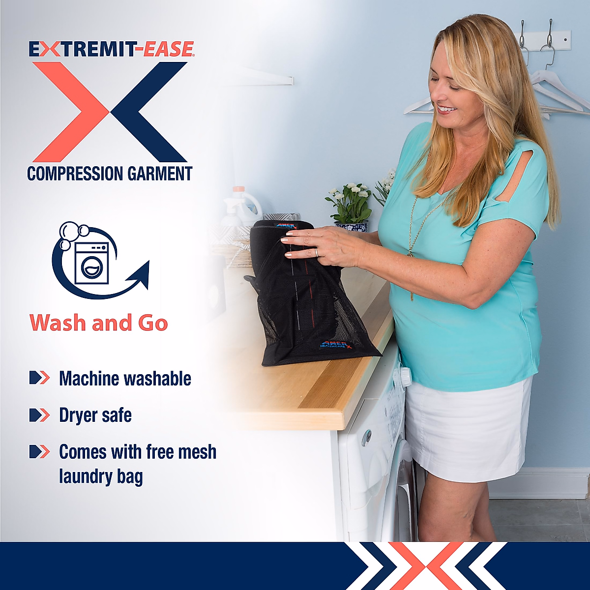 EXTREMIT-EASE Compression Garment 30-50 mmHg Lower Leg Compression Wrap - Ideal for Mild to Moderate Lymphedema Swelling, Venous Insufficiency, and Post-Op Edema - Large, Regular, Black