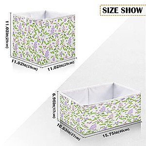 Kigai Purple Pink Flowers Rectangular Storage Bins - 15.8 x 10.6 x 7 in Large Foldable Rectangular Organizer Storage Basket for Home Office, Nursery, Shelf, Closet