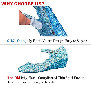 GUGUYeah Princess Costumes Jelly Flats Shoes, Cosplay Birthday Party Dress Up Sandals for Little Girls, Toddler or Kids Blue