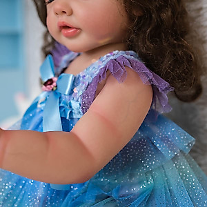 Pinky Reborn Lifelike Baby Dolls Girl 22 Inch Full Silicone Vinyl Body Reborn Baby Realistic Newborn Baby Dolls Toy for Collection & Kids Age 3+