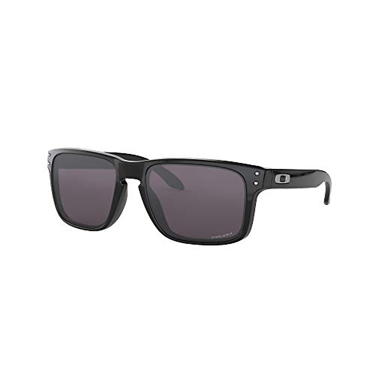 Oakley Men's OO9244 Holbrook Low Bridge Fit Rectangular Sunglasses, Polished Black Silver Logo/Prizm Grey, 56 mm
