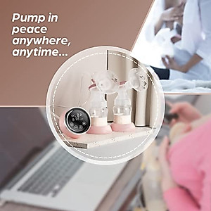 Smart Mommy Electric Breast Pump, High-Definition LCD- Portable Breast Pump, Backflow Design, 2 Modes Pumps and 9 Levels- Extractor De Leche Materna Electrico- BPA Free, Double-Pink