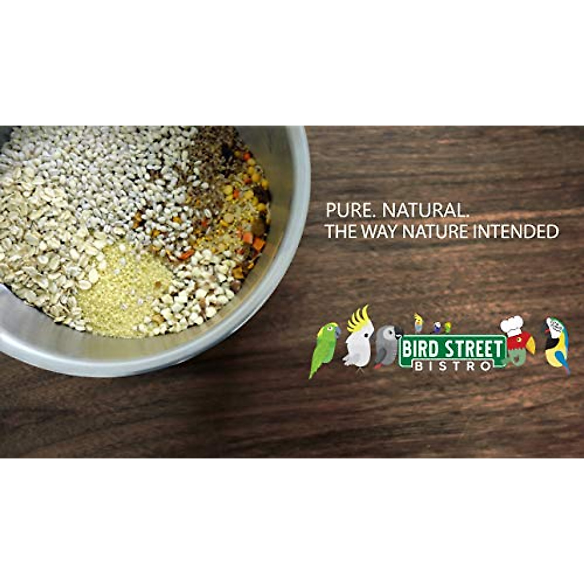 Bird Street Bistro Parrot Food - Parakeet Food - Cockatiel Food - Bird Food - Cooks in 3-15 min w/Natural & Organic Grains - Legumes - Non-GMO Fruits, Vegetables, & Healthy Spices