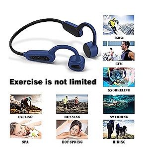 Wireless Bone Conduction Headphones Bluetooth V5.0 Waterproof IPX8 Titanium Alloy Open-Ear Sport Bluetooth Headset Built-in 16GB MP3 Player for Swimming, Diving Water, Gym, Spa and Outdoor Sports