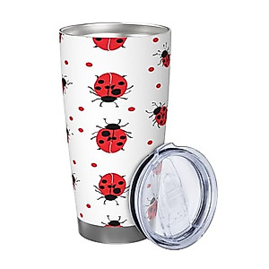 AYCZN Ladybugs Pattern 20 OZ Tumbler Stainless Steel Travel Coffee Mug, Cute Bird Insulated Water Bottle with Lid and Straws Leakproof Thermal Cup