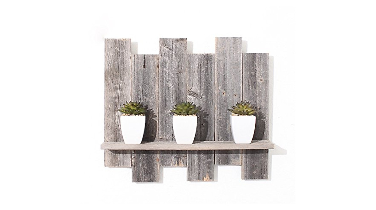 Farmhouse Staggered Wall Shelf - Upcycled Reclaimed Barnwood