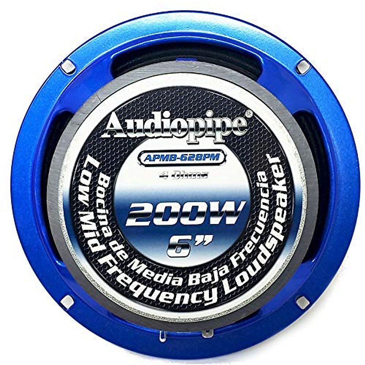 Audiopipe APMB-628PM 6 Inch 200 Watts Max 100 Watts RMS Power Low to Mid Frequency Car Audio Loudspeaker with 4 Ohm Impedance