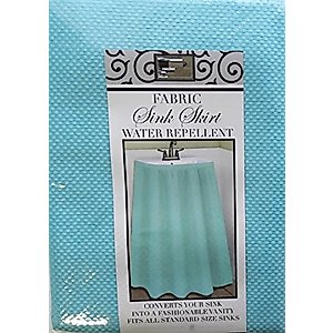 DI Home & Style Fabric Sink Skirt Mosaic Stitch Turquoise