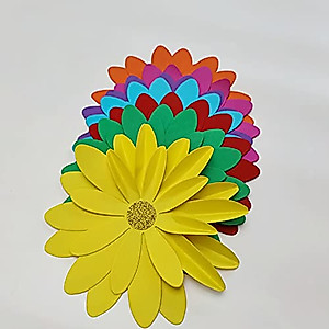 Mybbshower Rainbow Paper Daisy Flower for Tea Party Garden Party Decor Wedding Photo Backdrop Birthday Nursery Wall Sunflowers 8 inch