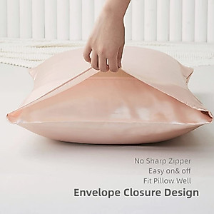 Superlake Ultrsoft Satin Pillowcase for Hair and Skin, Set of 2pc 20x30 Inches Pink Silk Queen Pillow Case, Envelope Closure Pillow Covers Gift for Women and Men (Queen, Pink)