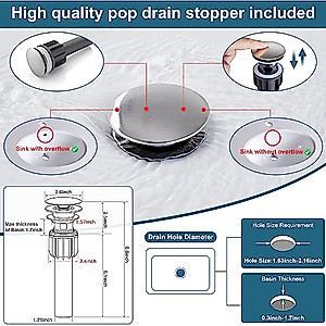 Midanya Single Handle Bathroom Sink Faucet, Wet Bar Pre-Kitchen Farmhouse RV Small Vanity Faucet with 360°Rotation Spout with Deck Plate, Supply Hoses and Drain Stopper,Brushed Nickel