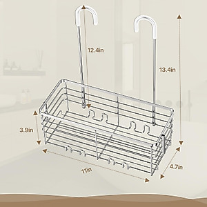 DELLAN Hanging Shower Organizer, Shower Rack with Hooks Over the Door, Bathroom Shower Caddy and Basket
