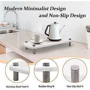 JAEZZIY Sink Caddy Instant Dry Bathroom Kitchen Sink Organizer, Sponge Holder for Kitchen Sink Diatomaceous Earth Water Absorbing Stone Sink Tray for Sponge, Soap Bottles, Toothbrush Cup, (White)