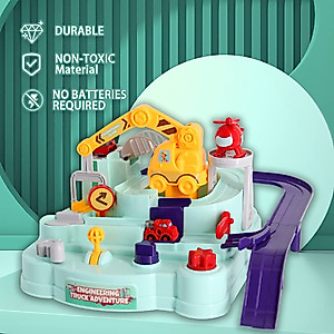 MerryJoy Kids Car Adventure Toy, Engineering Truck Track Toys Puzzle Rail Car Race Parking Rescue Preschool Educational Cars for 3 4 5 6 7 8 Year Old Boys