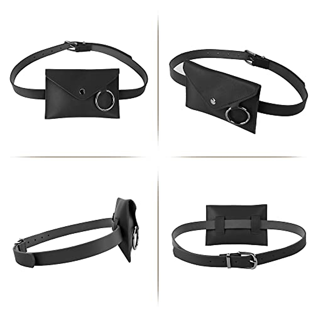 Danse Jupe Women Mini Envelope Waist Bag PU Leather Clutch Cell Phone Purse Chest Bag Black