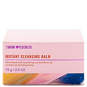 Good Molecules Instant Cleansing Balm 75g/2.5oz - Facial Cleanser and Makeup Remover with Shea Butter, Sea Buckthorn, and Camellia Oils to Cleanse and Hydrate - Skin Care For Face and Eyes