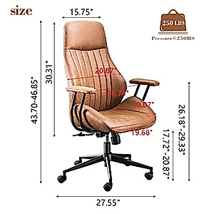 ovios Home Office Desk Chairs Computer Office Chair Modern Ergonomic Desk Chair High Back Suede Fabric Desk Chair for Executive or Home Office (Brown)