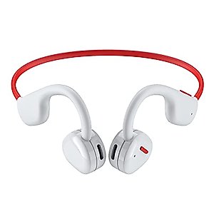 Xecessory Air Conduction Wireless Bluetooth Headphones, Open Ear Sport Headphones with Mic, Sweat Resistant Workout Headphones for Running Walking Hiking Climbing Driving Cycling (Red)