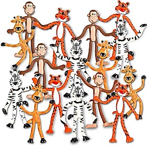 ArtCreativity Bendable Zoo Animals, Set of 12 Flexible Animal Figures, Birthday Party Favors for Boys & Girls, Stress Relief Fidget Toys for Kids and Adults, Goody Bag Stuffers, Piñata Fillers
