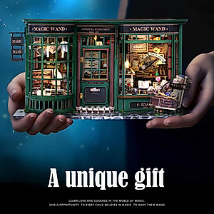 Lannso DIY Dollhouse Miniature Kit, Doll House Kit with Dust Proof Cover, Magic Wand Shop, Mini Handmade Wooden Dollhouse Toys for Adult Gift(F32)