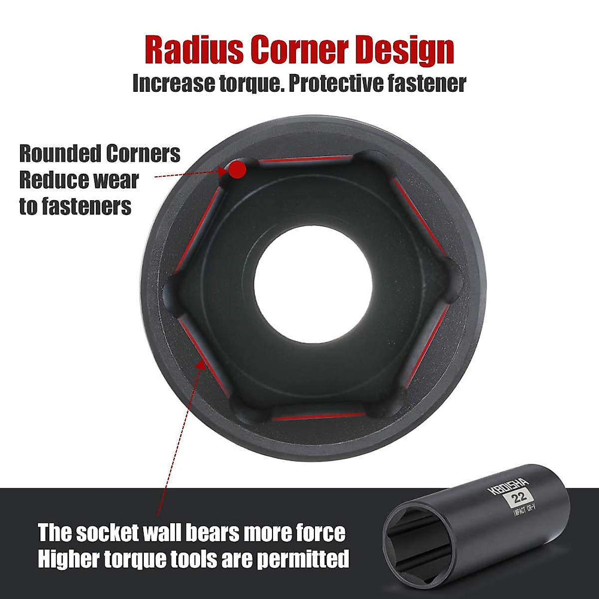 KBOISHA 1/2" Master Drive Impact Socket Set,65-Piece 6 Point Socket Set Standard SAE and Metric Sizes CR-V Steel Sockets with Adapters & Ratchet Handle