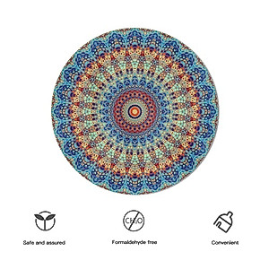 Speku Boho Table Cloth Round Tablecloth 60 Inch Washable Waterproof Table Cover Tabletop Decoration for Restaurant, Picnic, Indoor and Outdoor Dining - Mandala