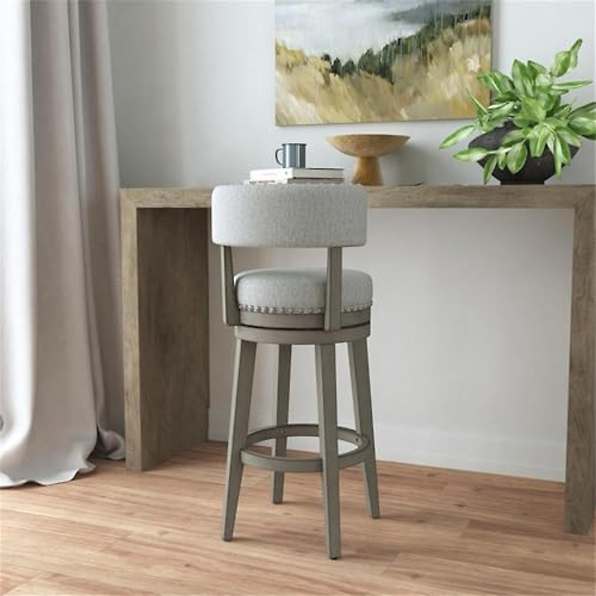 Hillsdale Furniture Lawton Wood Bar Height Swivel Stool Walnut