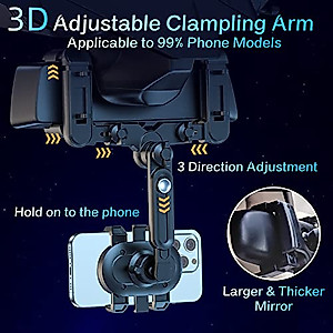 VOKEEH Phone Holder Rearview Mirror Phone Holder for Car, Phone Holder Mount,Rotatable and Retractable 360-degree Rotation Adjustment for 99% Mobile Phones & Car