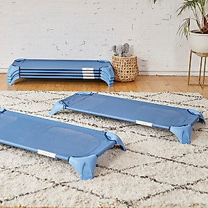 ECR4Kids Stackable Cozy Cot with Storage, Classroom Furniture, Powder Blue, 6-Pack