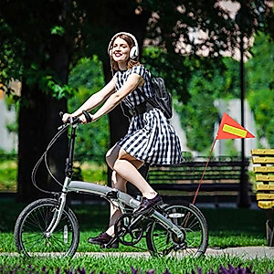 Bike Safety Flags with Pole and Mount, Cycling Safety Flag with Heavy Duty Fiberglass Pole, Orange Safty Flag Bicycle Safety Flag with Bicycle Mounting Bracket - 6 Feet