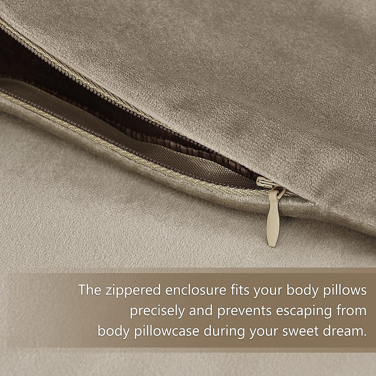 StangH Camel Beige Body Pillow Cover, Super Soft Velvet Pillow Case 20 x 54 Pregnancy Body Pillow Nursery Baby Protect Bed Pillowcase Couch Pillow, 20 x 54-inch, 1 Piece