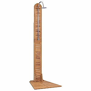 xiannv Garden Shower Solid Teak 27.6"x29.5"x80.3" Garden Shower with Base Adjustable Pressure Wood Outdoor Multi Colors