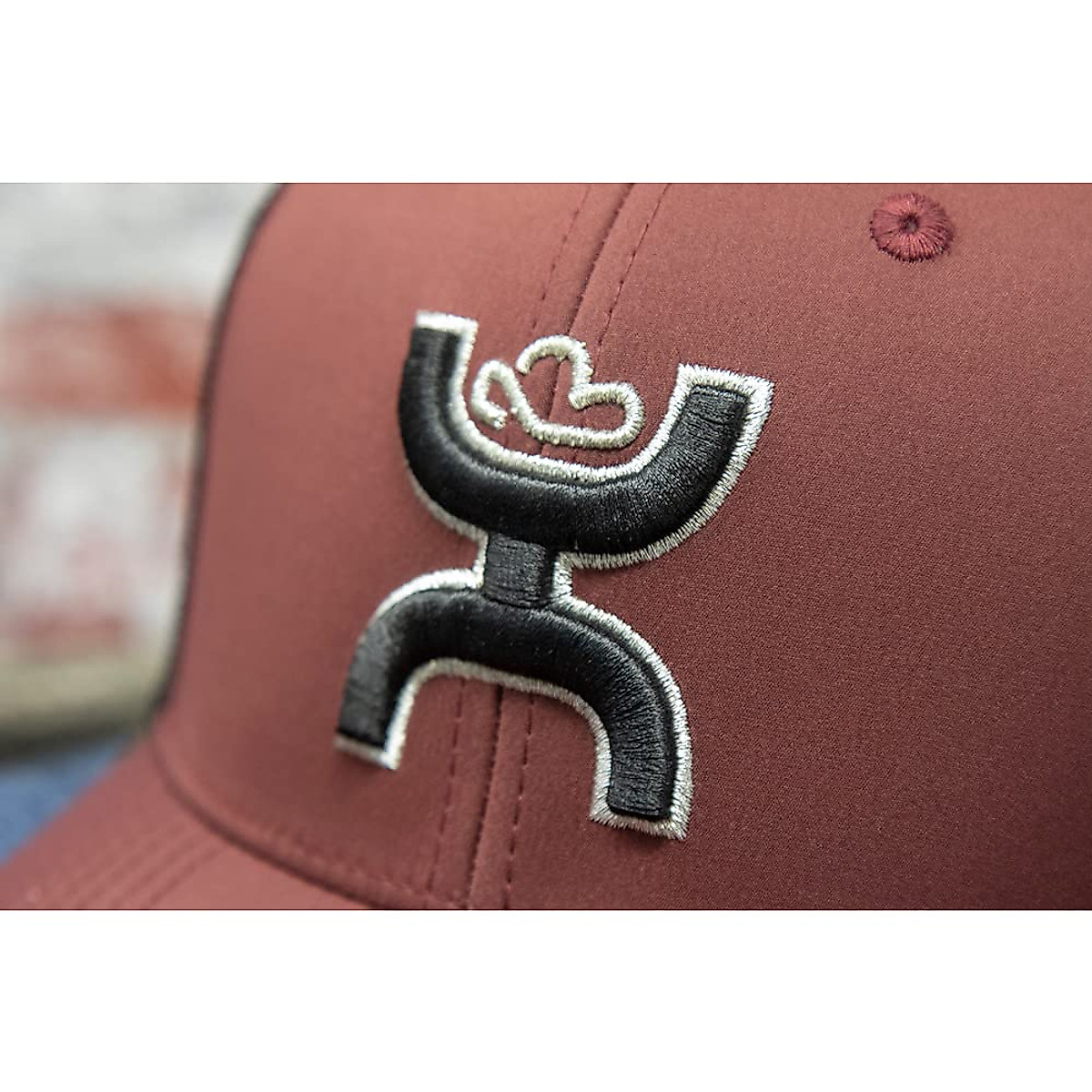 HOOEY Sterling 6-Panel Adjustable Trucker w/Logo (Maroon/Black)