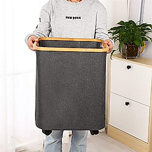 Foldable Laundry Hamper With Lid - 73L Large Laundry Basket with Wheels and Removable Laundry Bag, Portable Cloth Hampers for Home Storage, Travelers Apartments (Grey)
