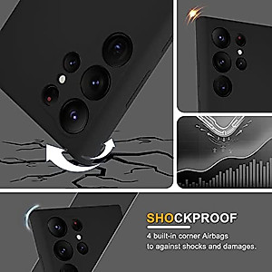 YENAPOON for Samsung Galaxy S23 Ultra Case, Slim Liquid Silicone Shockproof Protective Case - Black