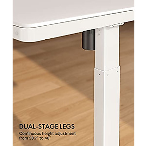 FLEXISPOT 55" White Electric Standing Desk with Drawers, Quick Assembly Home Office Sit Stand Desk with Storage, USB Charging, Computer Desk for Home Office (White Top + Adjustable Frame, Comhar)